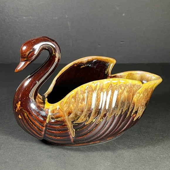 Enesco | Accents | Vtg Enesco Swan Planter Redware Pottery Brown Yellow ...